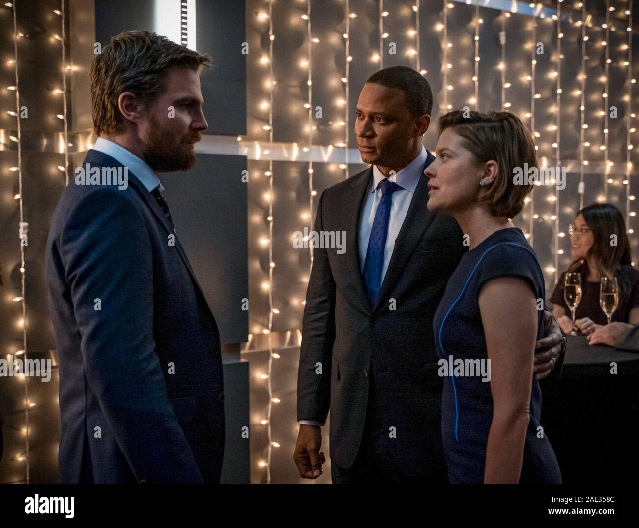 ARROW, from left: Stephen Arnell, David Ramsey, Audrey Marie Anderson ...