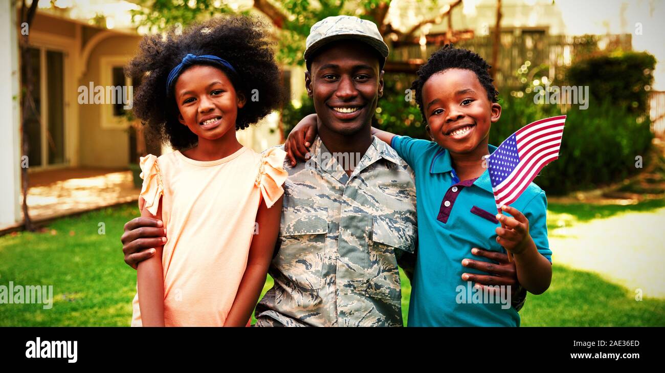 Portrait of soldier with kids Stock Photo - Alamy