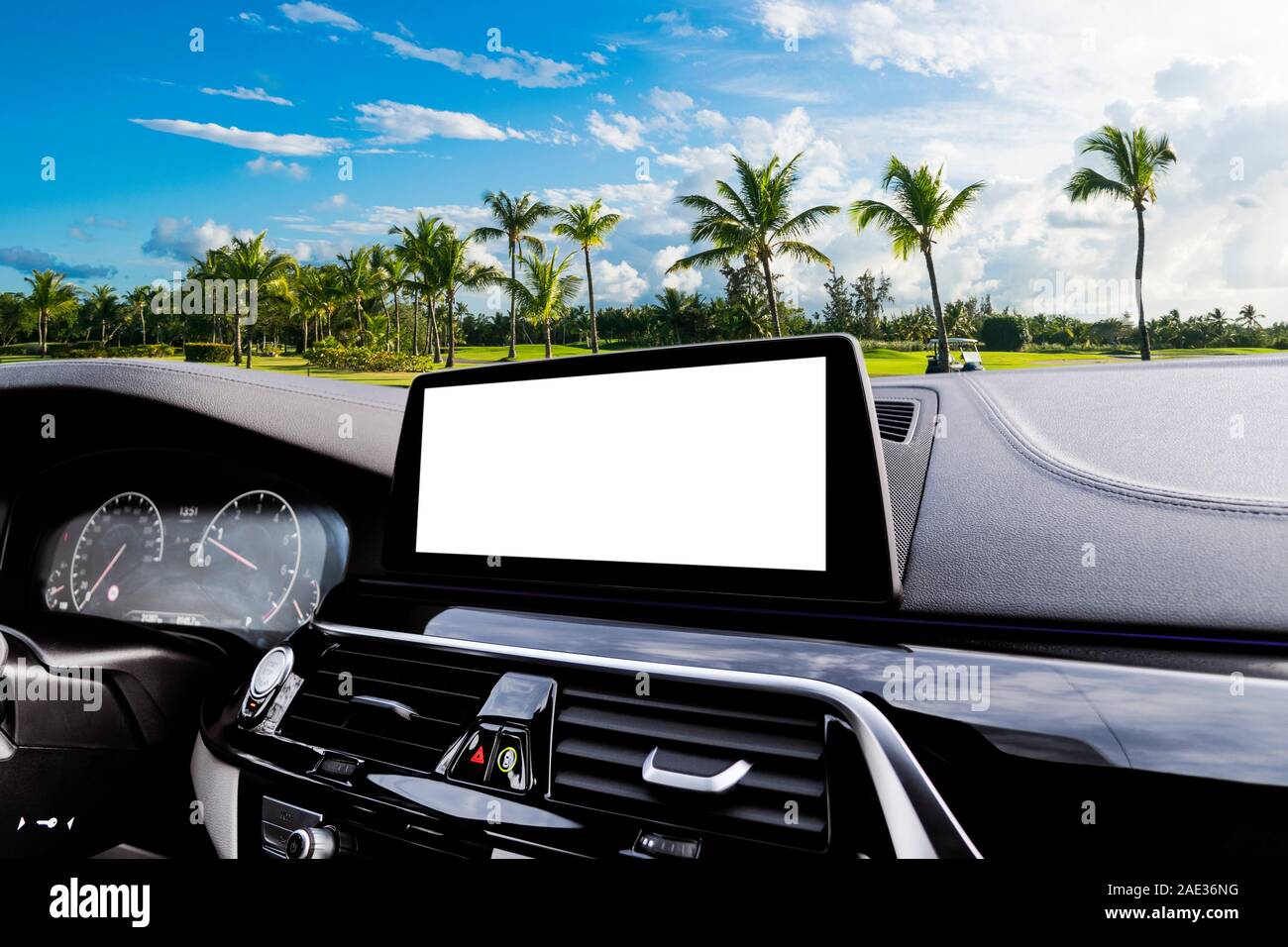 Monitor in car with isolated blank screen use for navigation maps and ...