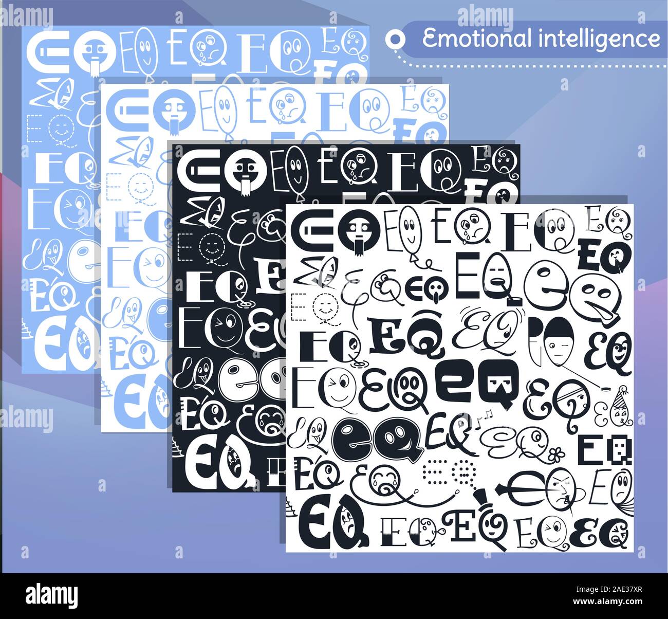 funny seamless set patterns in the form of different emotions as a ...