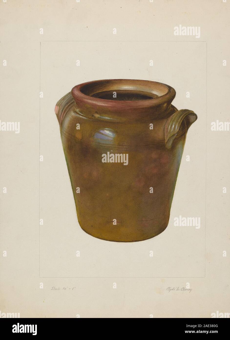 A preserving jar created by Clyde L. Cheney around 1938, showing the ...