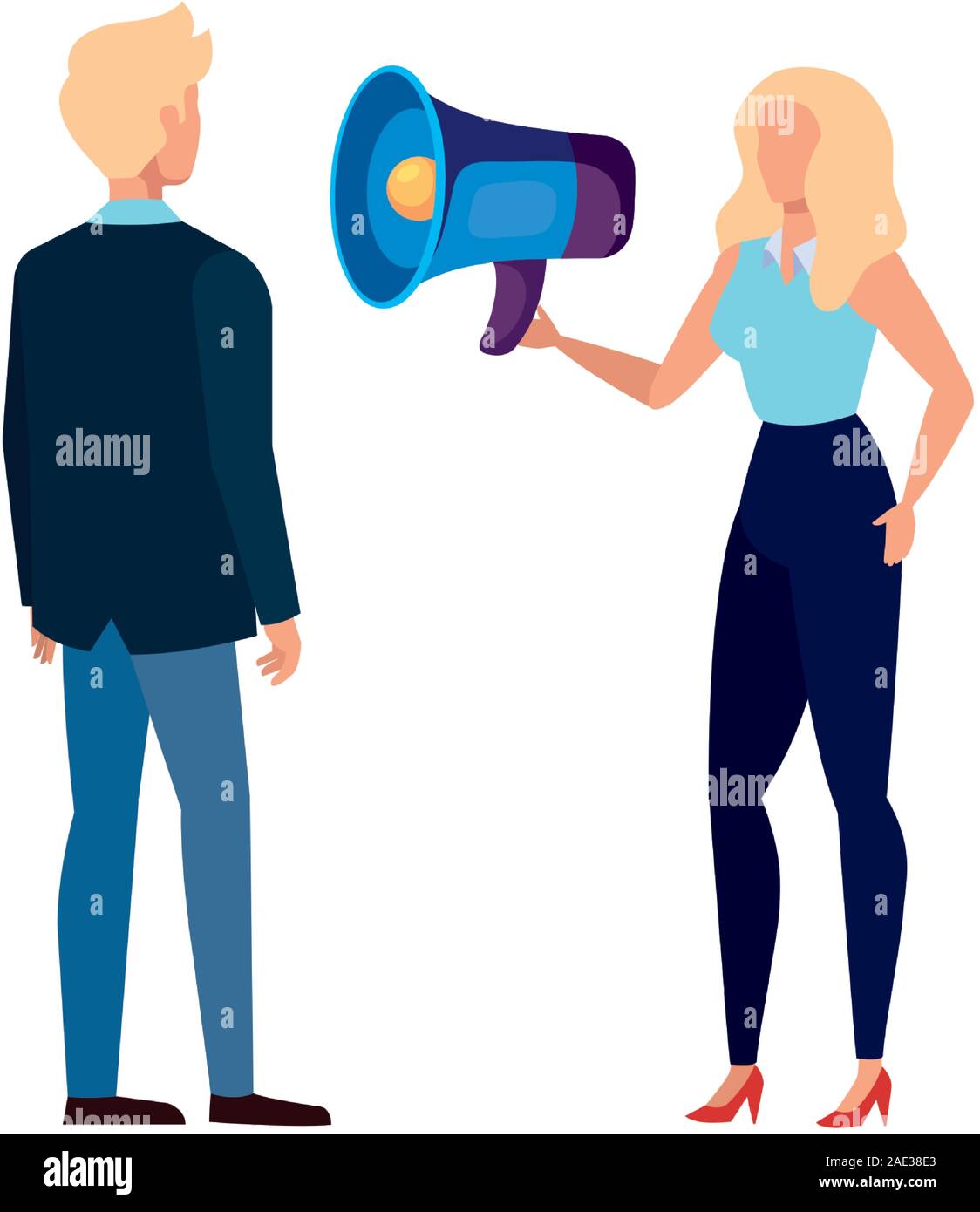 Woman Man And Megaphone Vector Design Stock Vector Image And Art Alamy