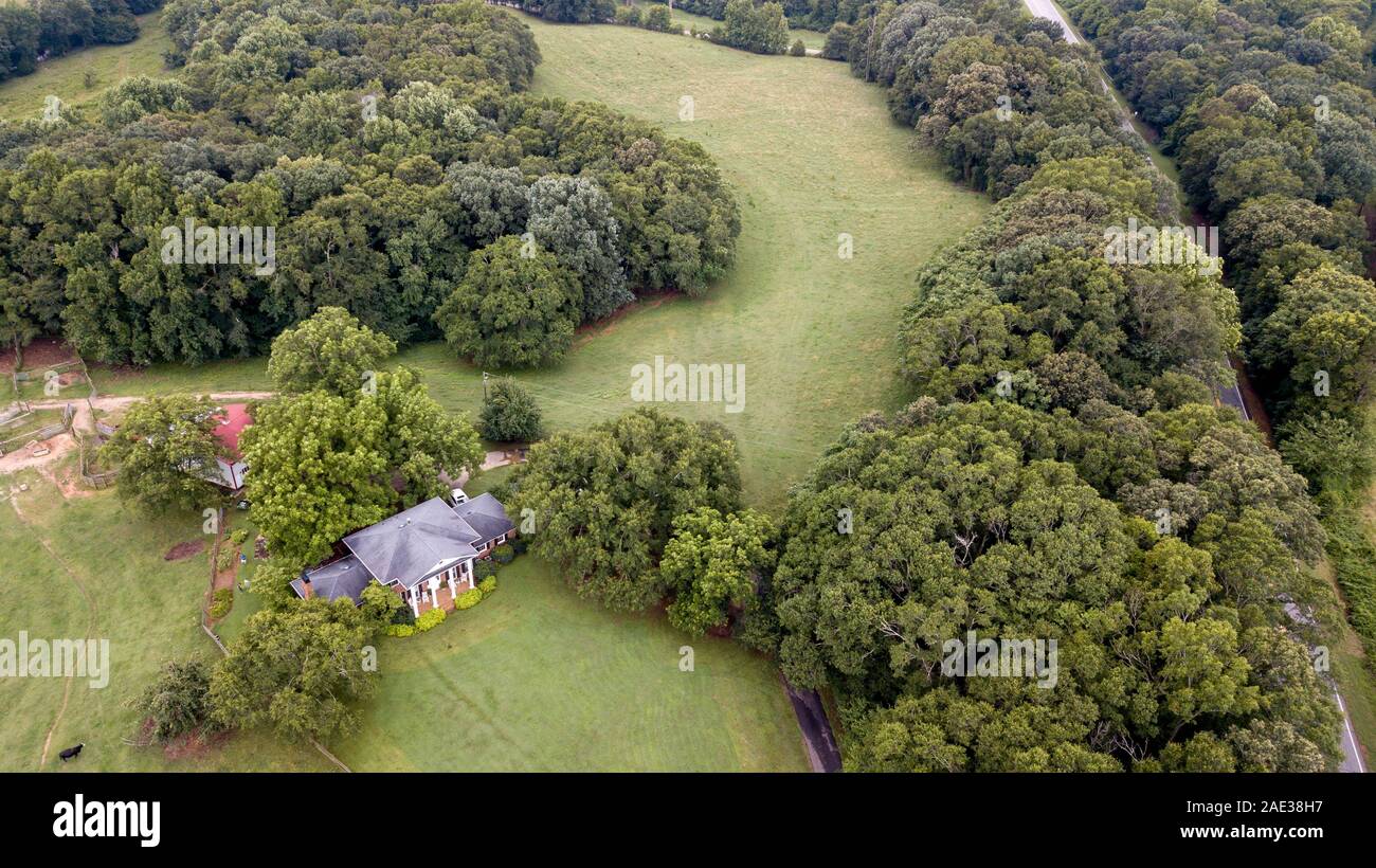 Overhead ariel view of farm house country side estate Stock Photo - Alamy
