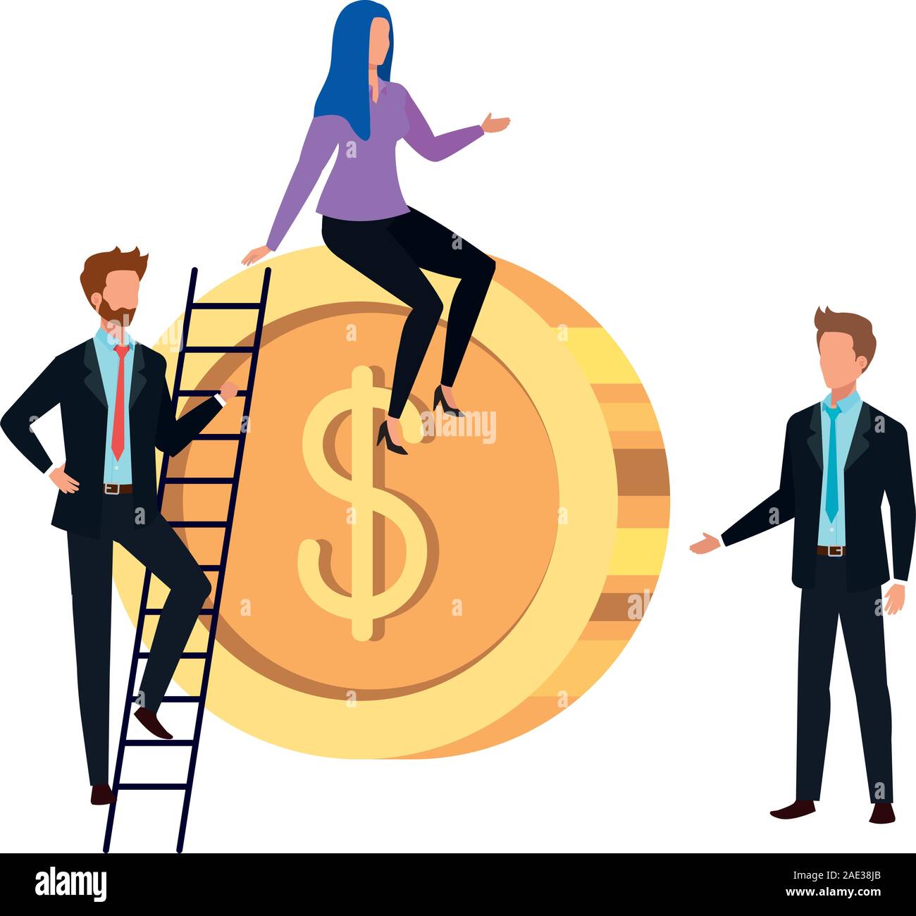 Isolated coin and people vector design Stock Vector Image & Art - Alamy