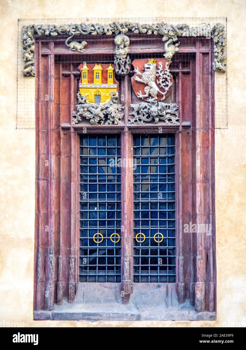 Ornate and decorative window in Old Town Hall Prague Czech Republic ...