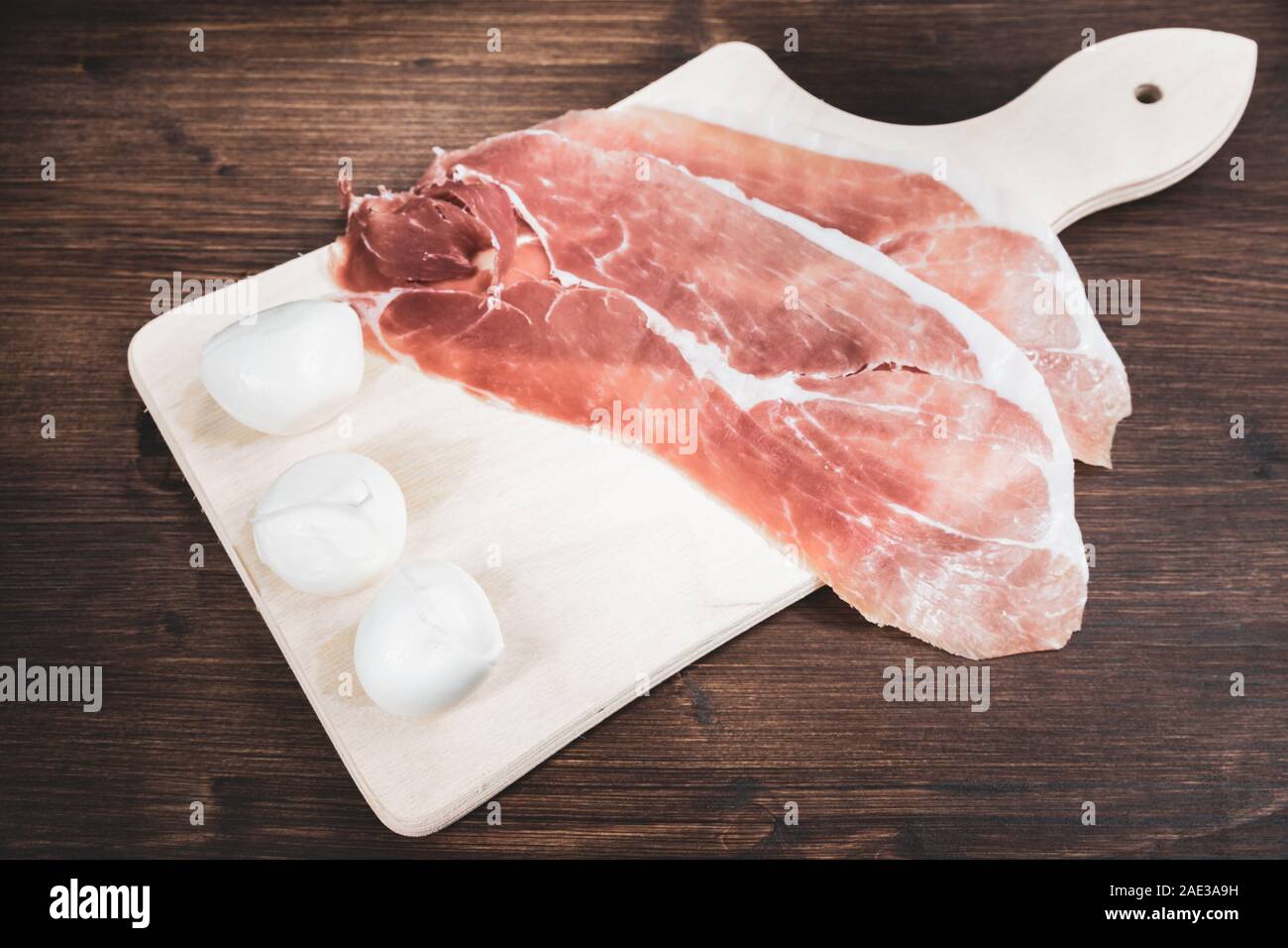 Italian raw ham and buffalo mozzarella from Campania, a typical and ...