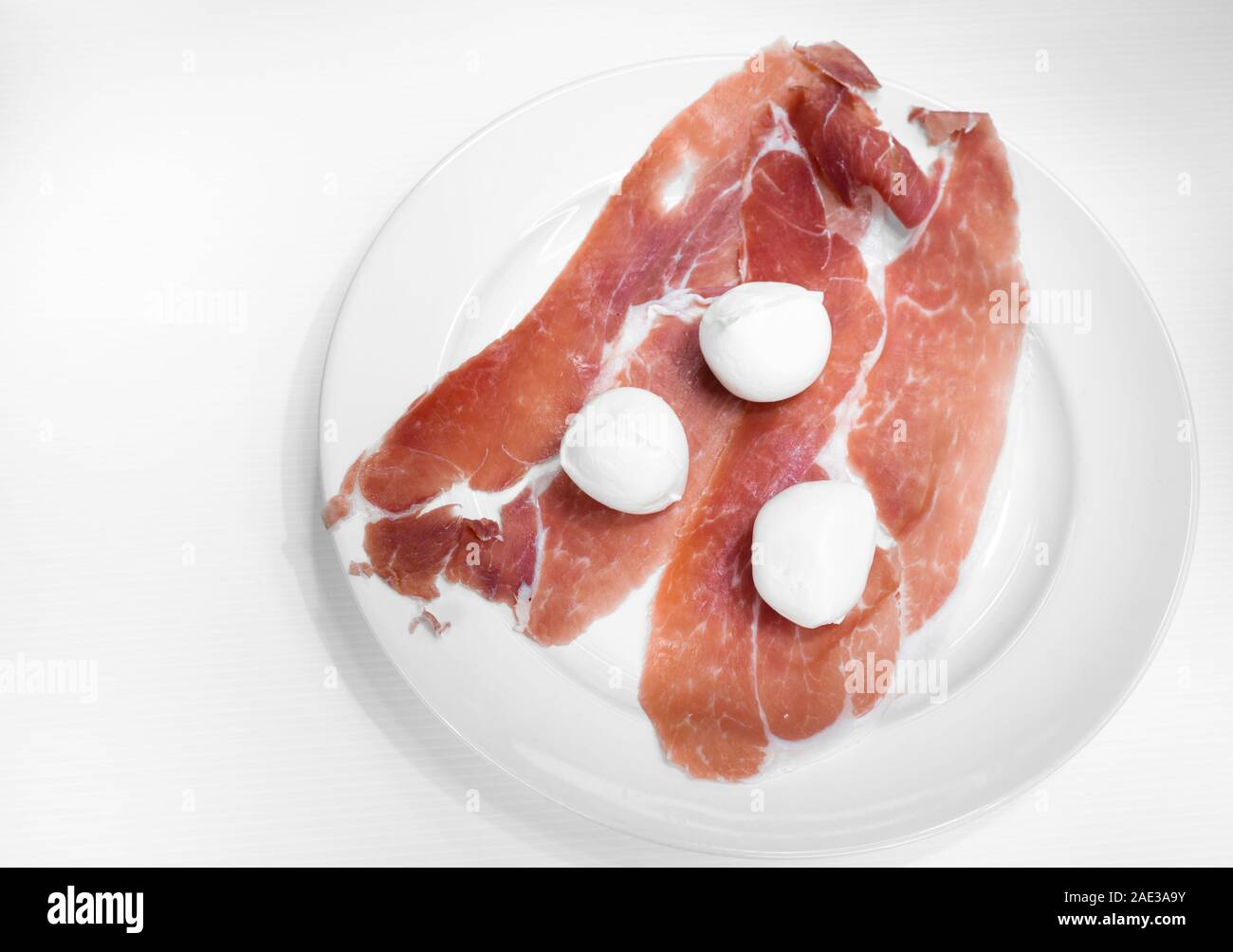 Italian raw ham and buffalo mozzarella from Campania, a typical and ...