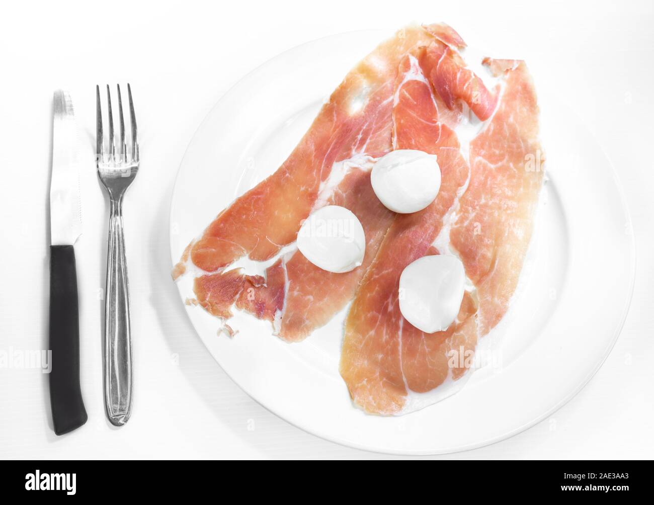Italian raw ham and buffalo mozzarella from Campania, a typical and ...