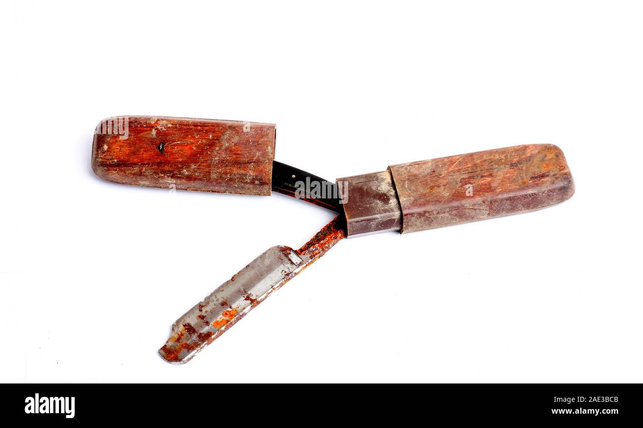 picture of an old rusty damaged razor Stock Photo - Alamy