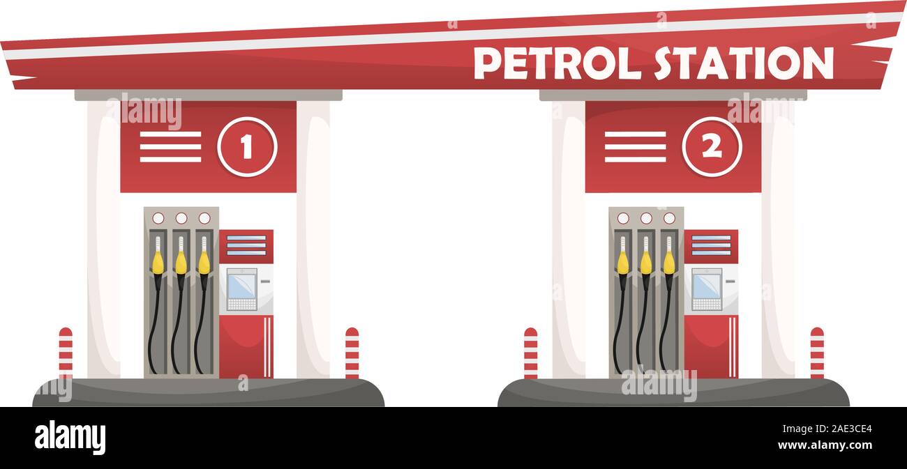 Vector illustration of a car filling station. Isolated illustration ...