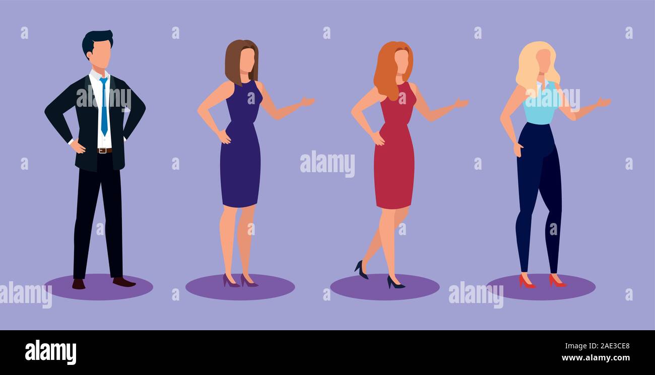 People avatars over purple background vector design Stock Vector Image ...