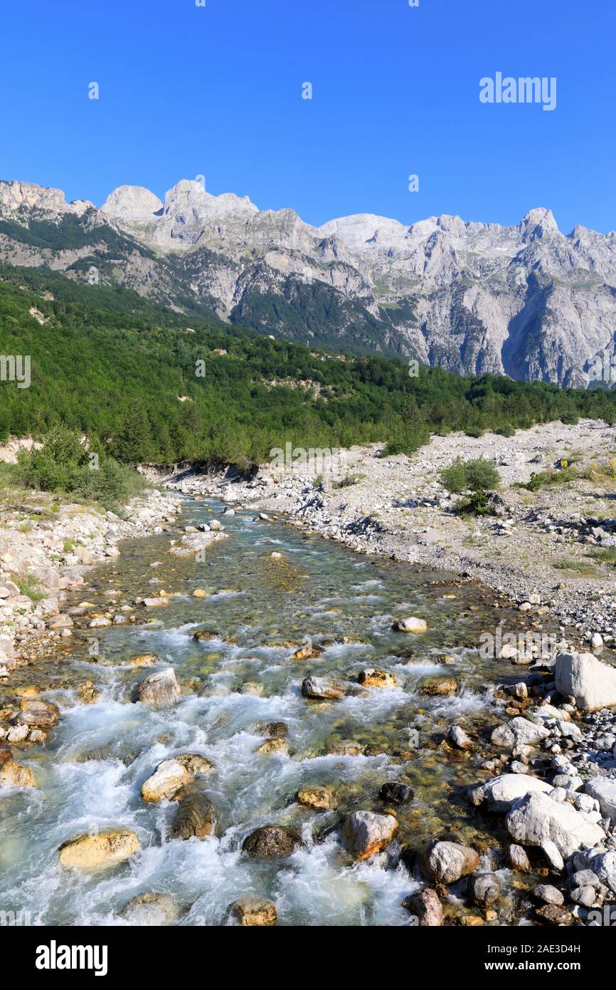 Valley of Theth in the dinaric alps in Albania on a beautiful summer ...