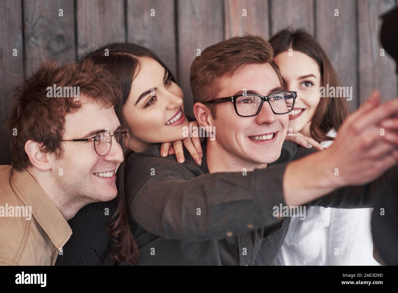 How it looks at backstage. Taking selfie. Close up front view of ...
