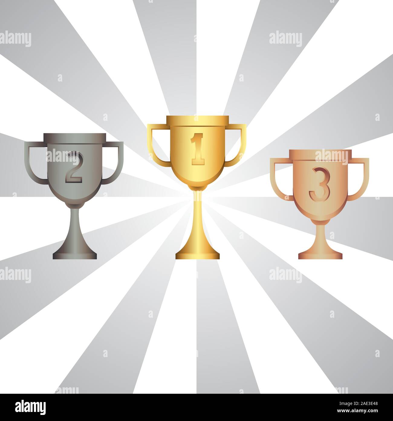 Three cups for 1-3 place gold silver bronze on an isolated background ...