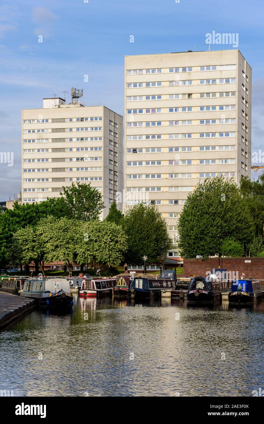 Typical high rise apartment block, located in an English city. The ...