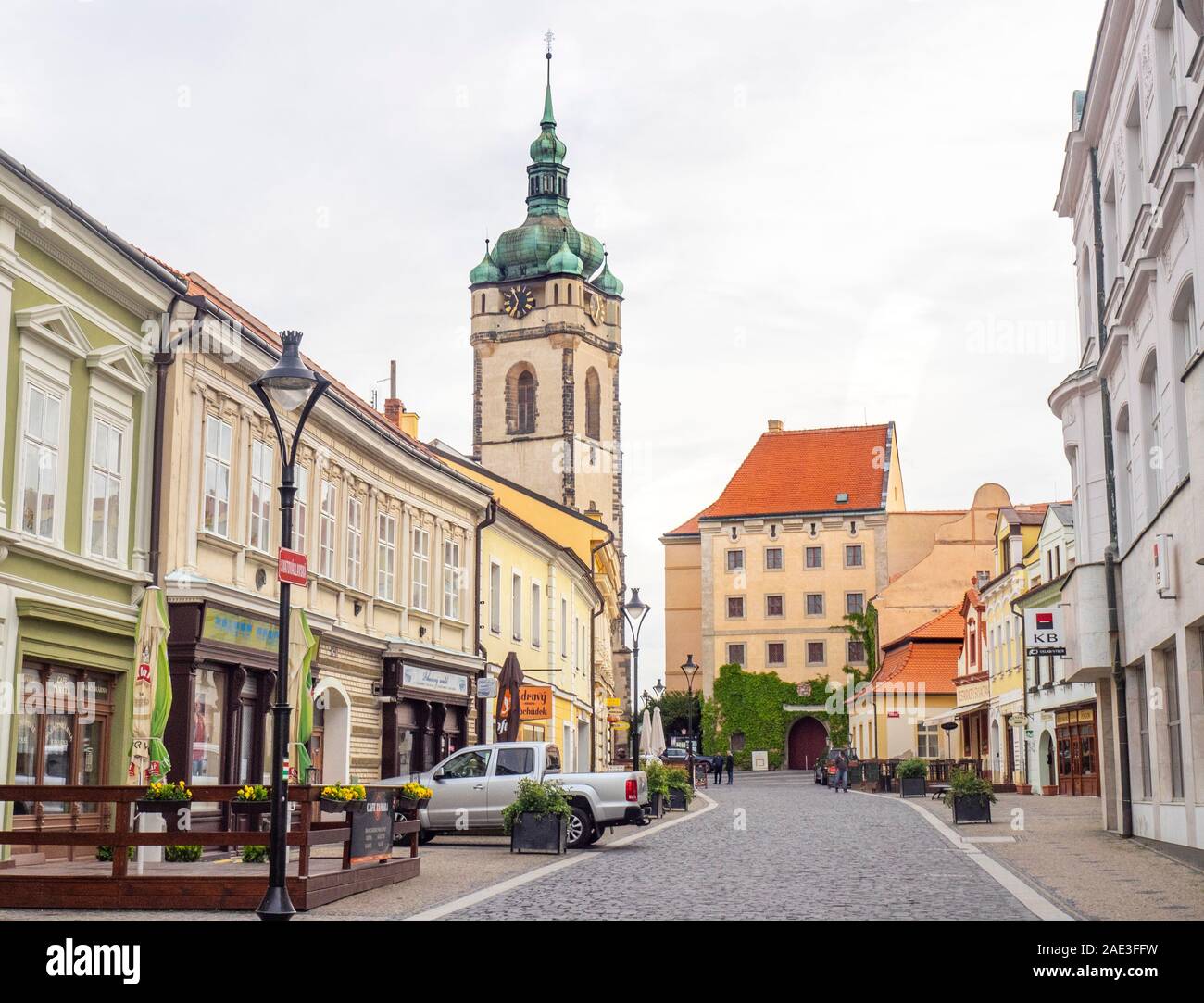 Clock tower of Church of Saints Peter and Paul in the town of Melnik ...