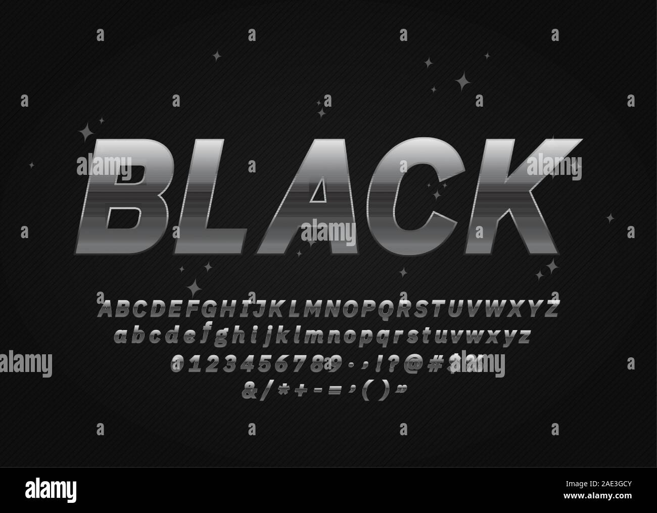 Dark Silver Font. Metallic Alphabet Letters, Numbers and Symbols ...