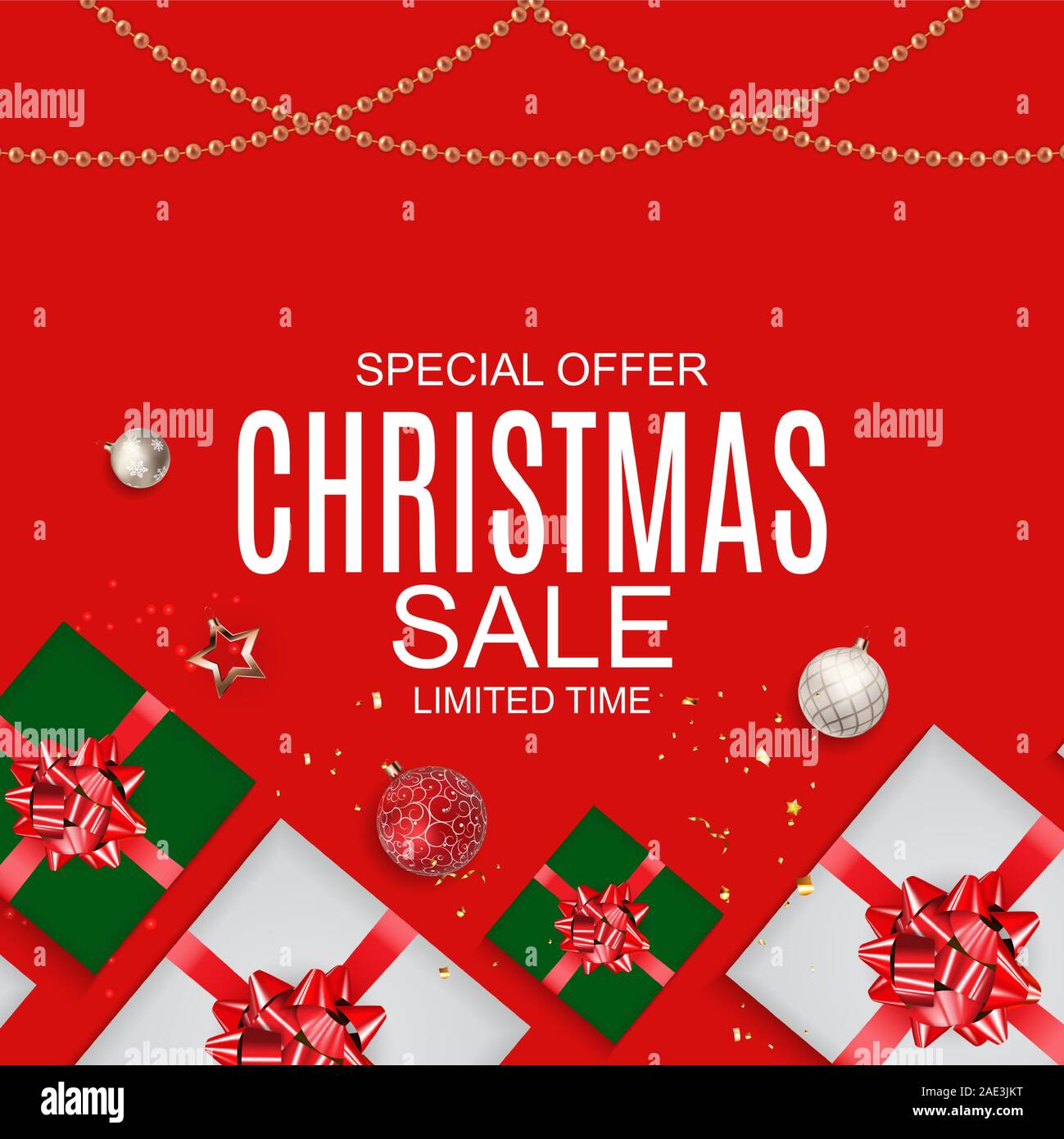 Christmas and New Year Sale Background, Discount Coupon Template ...