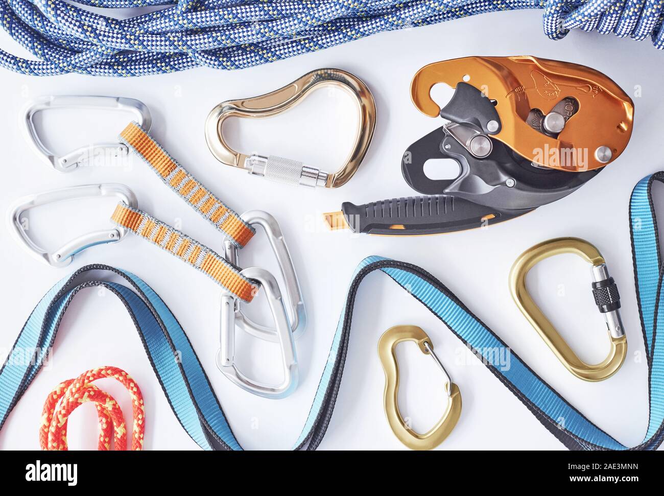 Setting for beginner and professional. Top view. Climbing equipment for ...