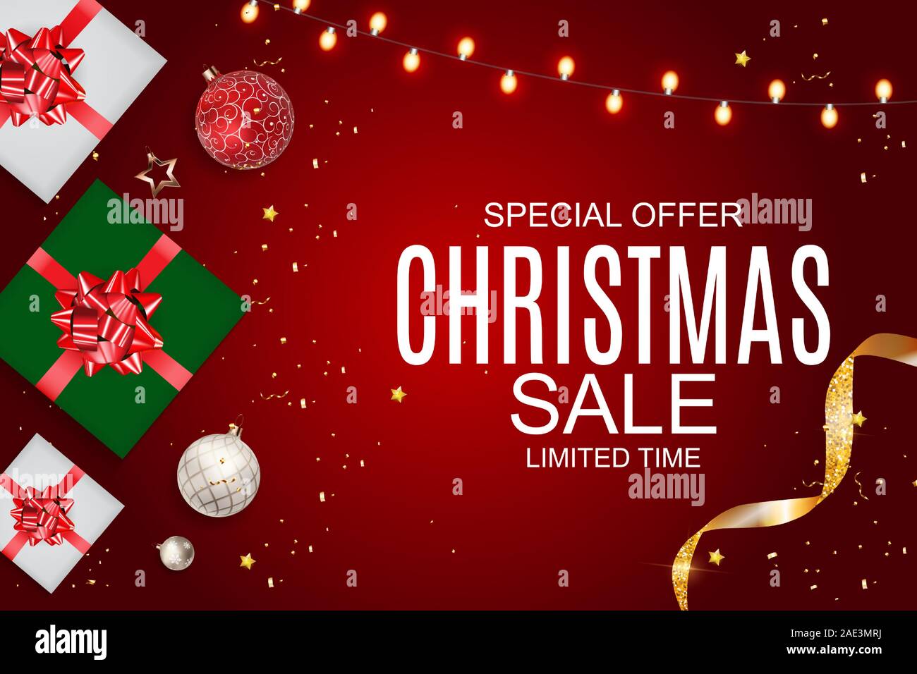 Christmas and New Year Sale Background, Discount Coupon Template ...