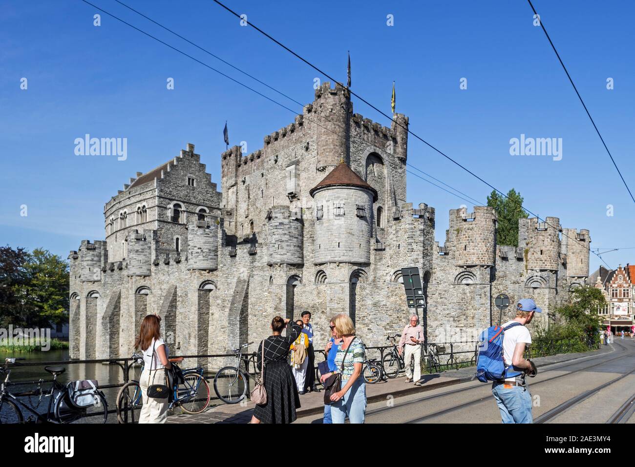 Medieval Gravensteen / castle of the counts in the historic city centre ...