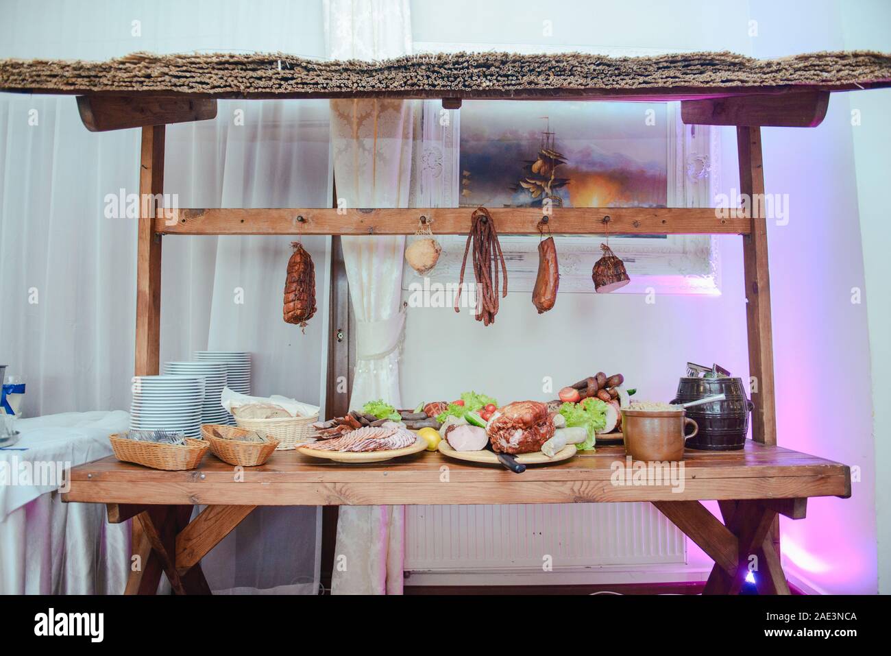 traditional polish rural table with food at the wedding Stock Photo - Alamy