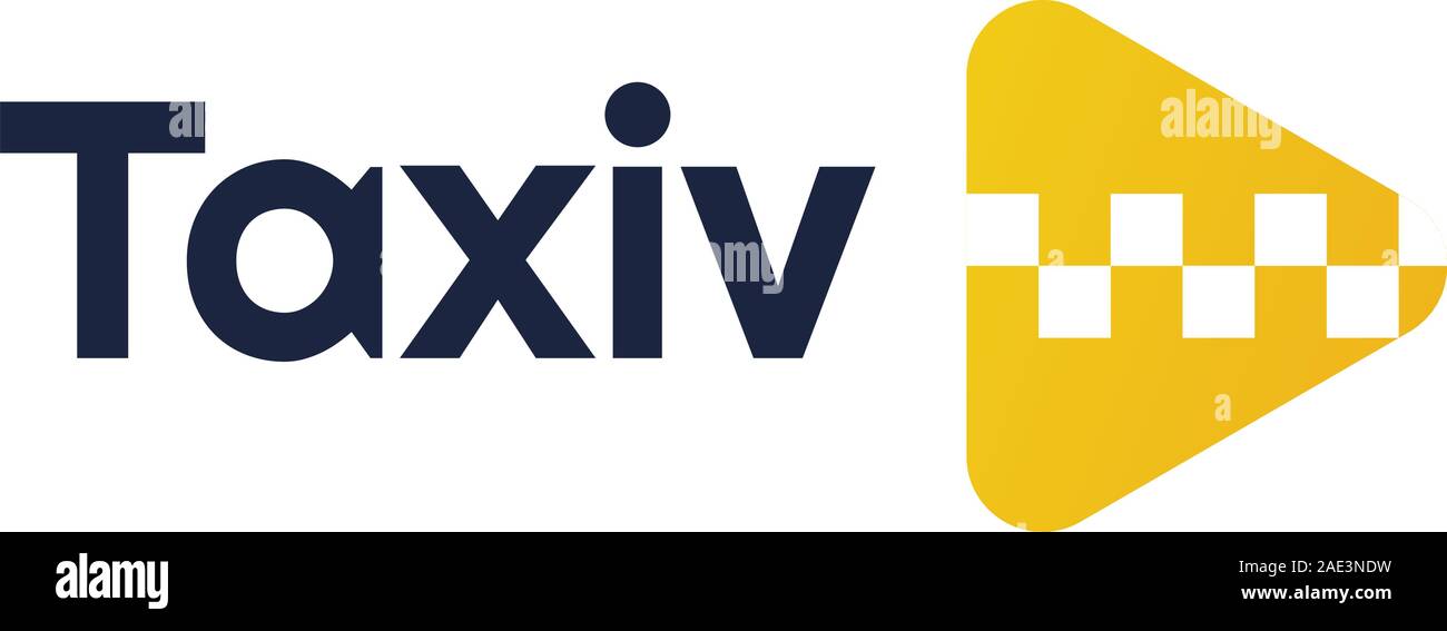 Taxiv online taxi driving with video advertisement in car vector logo ...
