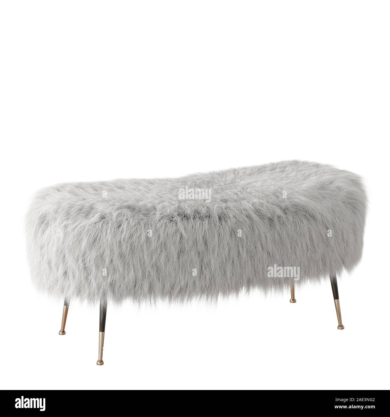 Beautiful white fluffy bench made of wool on isolated background. 3D ...