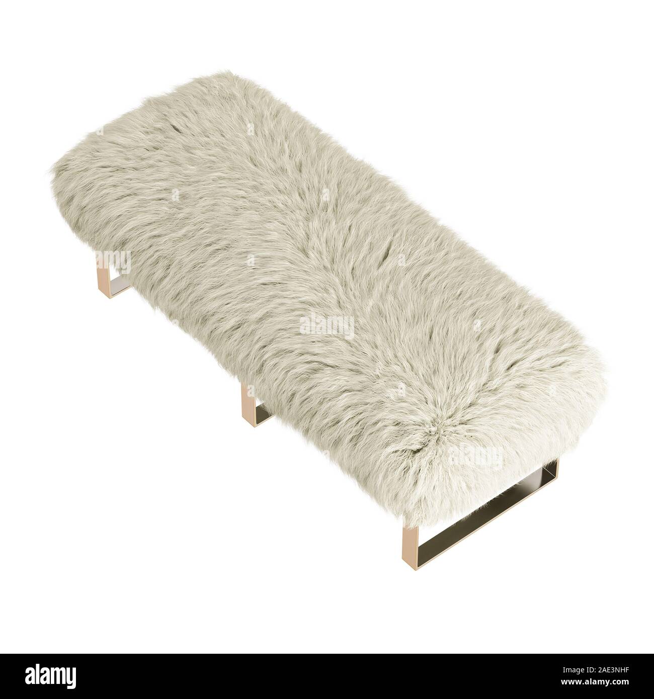 Beautiful milk fluffy bench made of wool on isolated background. 3D ...