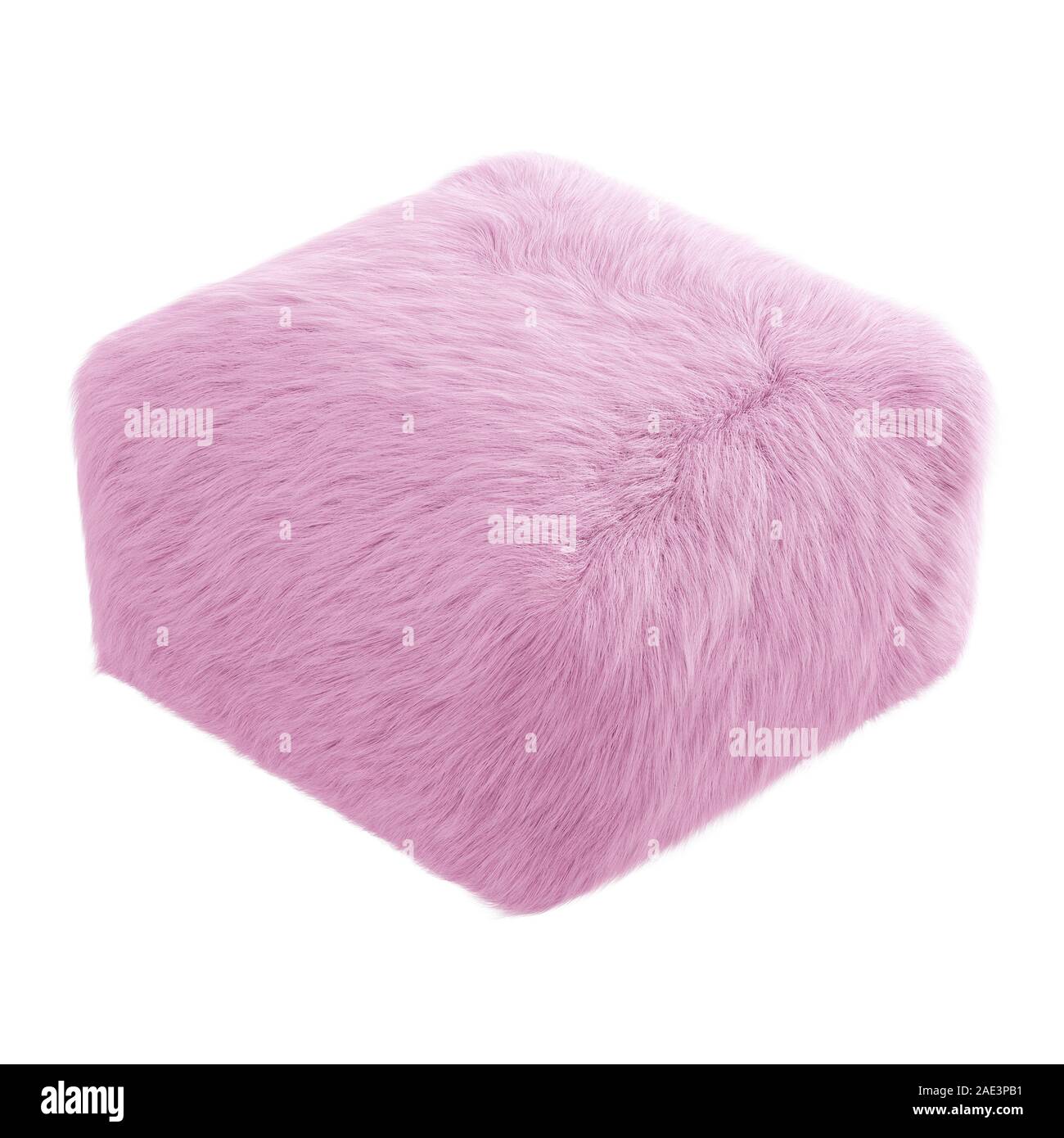 Beautiful soft pink pouf made of wool on isolated background.3d ...