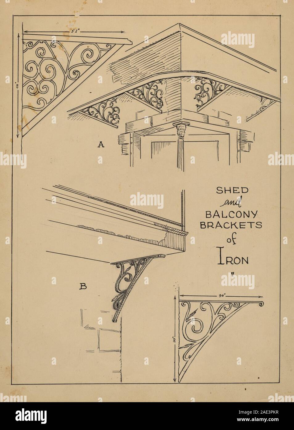Wrought Iron Brackets; c. 1936 Al Curry, Wrought Iron Brackets, c 1936 ...