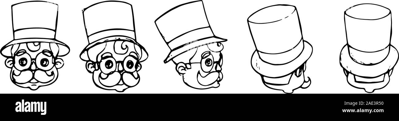 man character face vector view all sides character facial sheet Stock ...