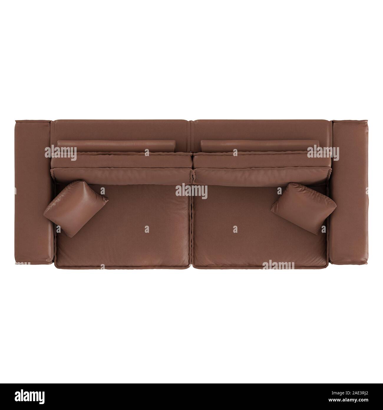 Brown leather sofa top view on isolated background. 3d rendering Stock ...