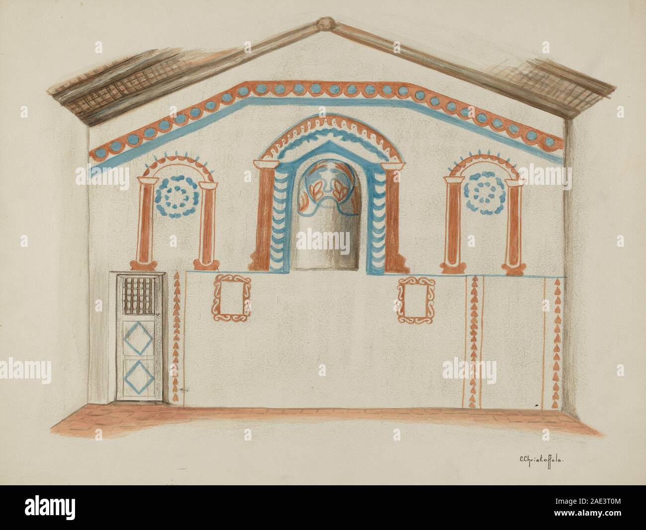 Wall Painting (Reredos); 1941date Cornelius Christoffels, Wall Painting ...