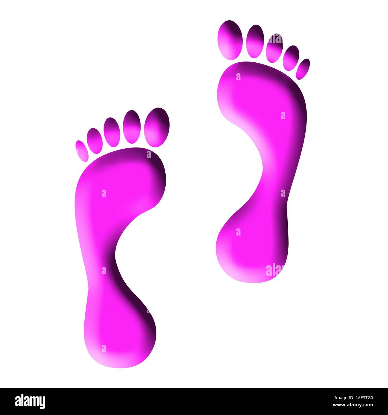 Violet footprints against white background, illustration Stock Photo ...
