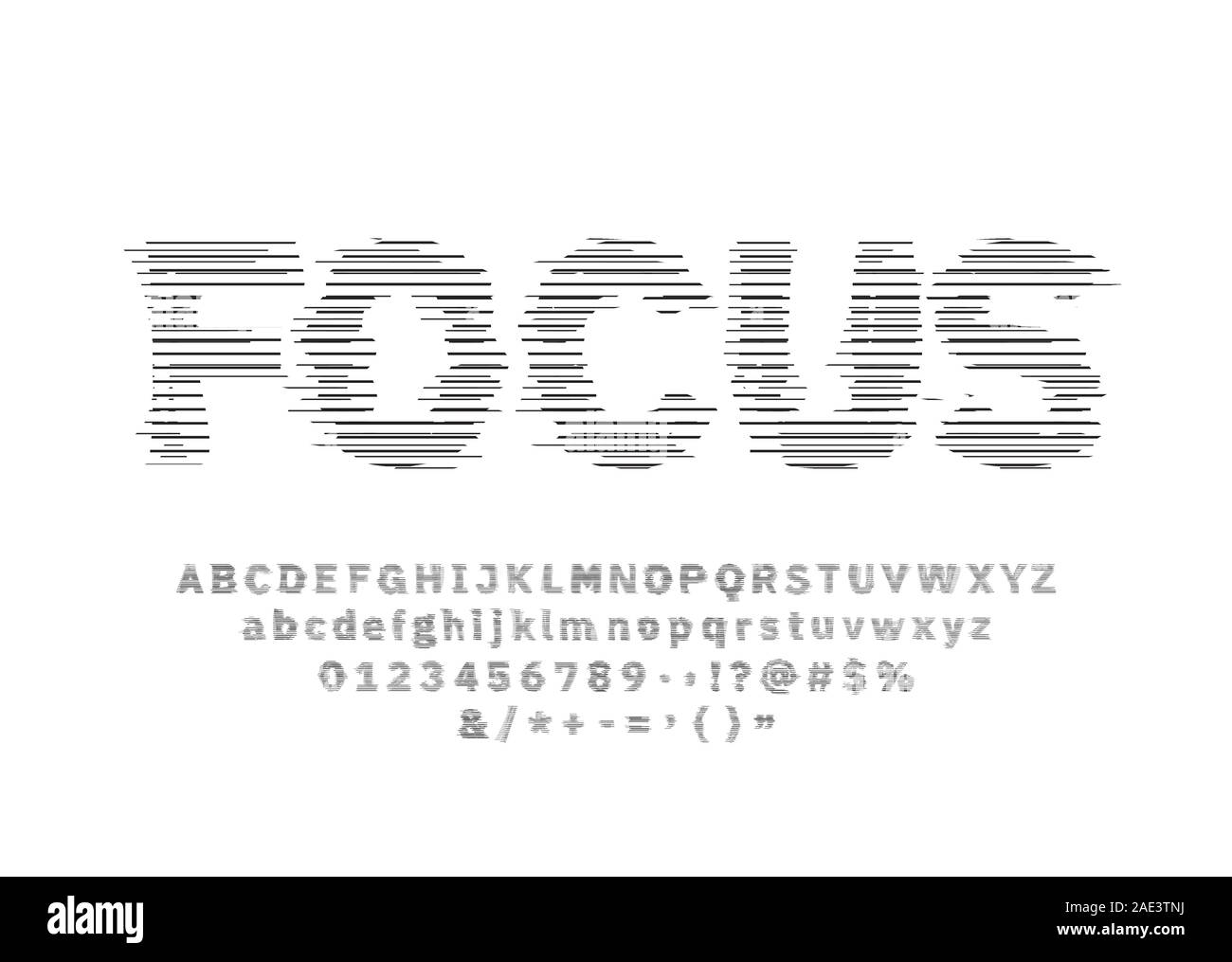 Glitch Line font set. Letters and numbers. Vector glitch alphabet ...