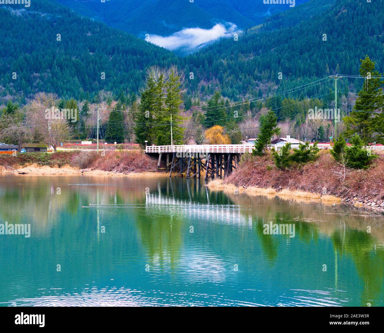 Bridge over Nicomen Slough at Deroche, British Columbia, Canada Stock ...