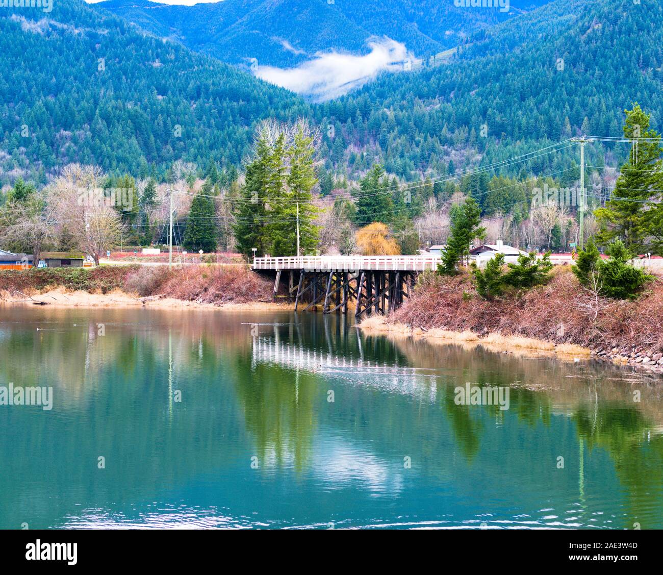 Bridge over Nicomen Slough at Deroche, British Columbia, Canada Stock ...
