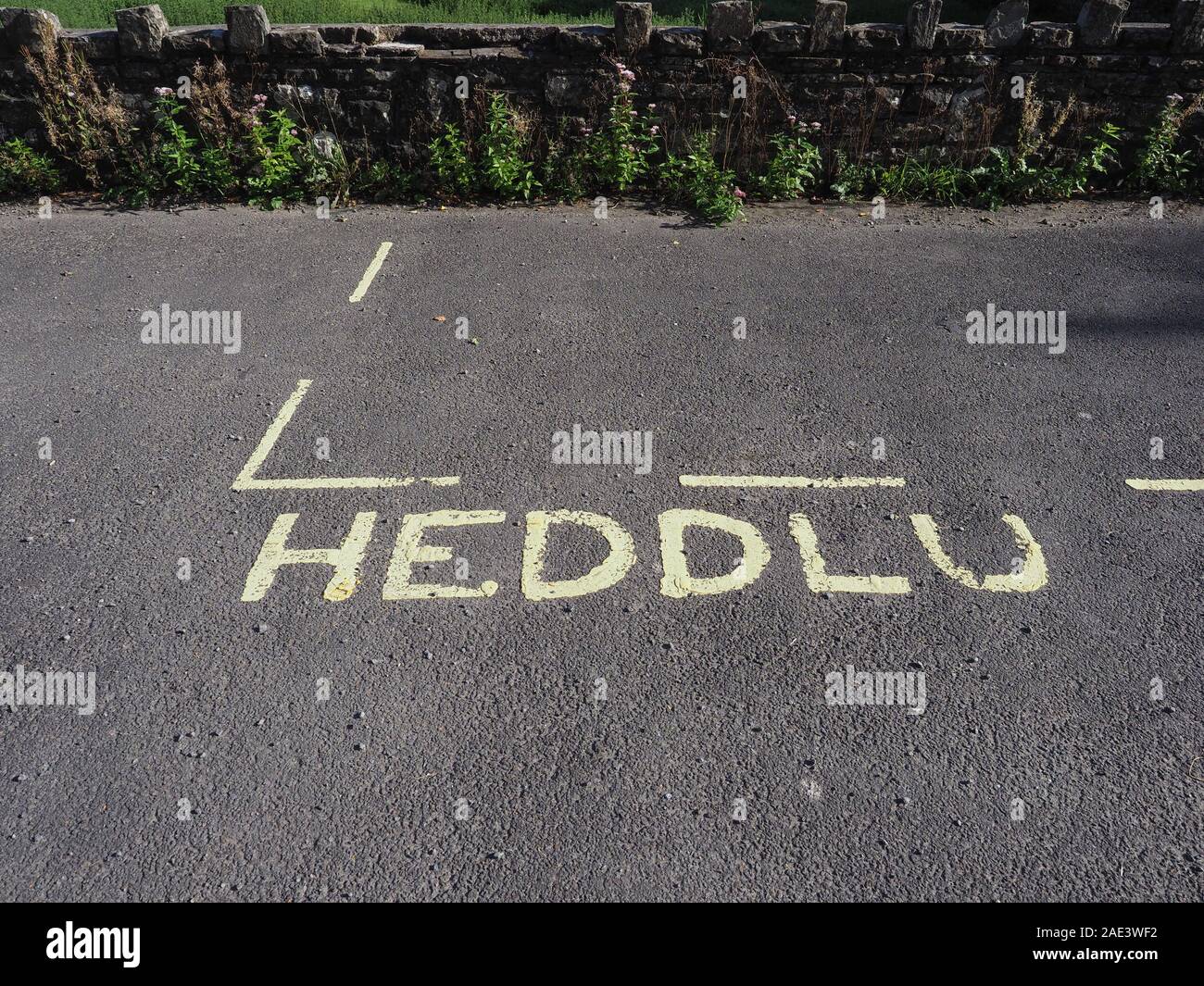 Heddlu (meaning Police in Welsh) reserved parking lot sign Stock Photo ...