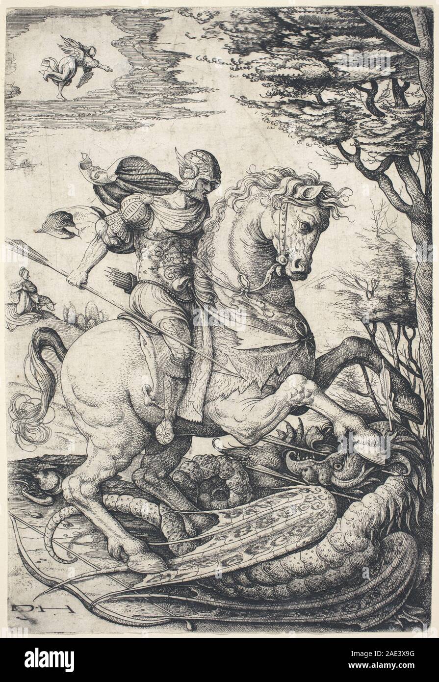 Saint George on Horseback Slaying the Dragon Daniel Hopfer, Saint ...