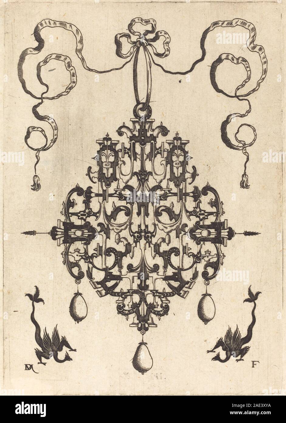 A large pendant made in 1596 by Daniel Mignot featuring two fantasy ...