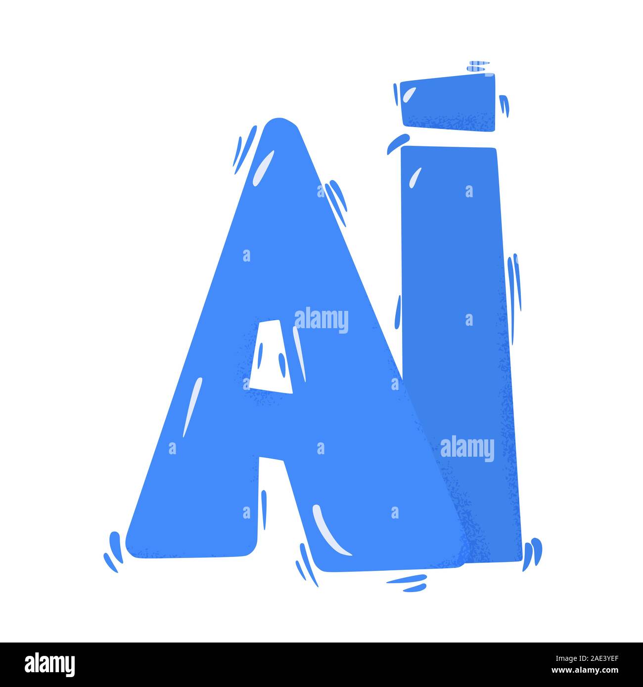 AI hand drawn icon isolated. Artificial intelligence emblem. Stylized ...