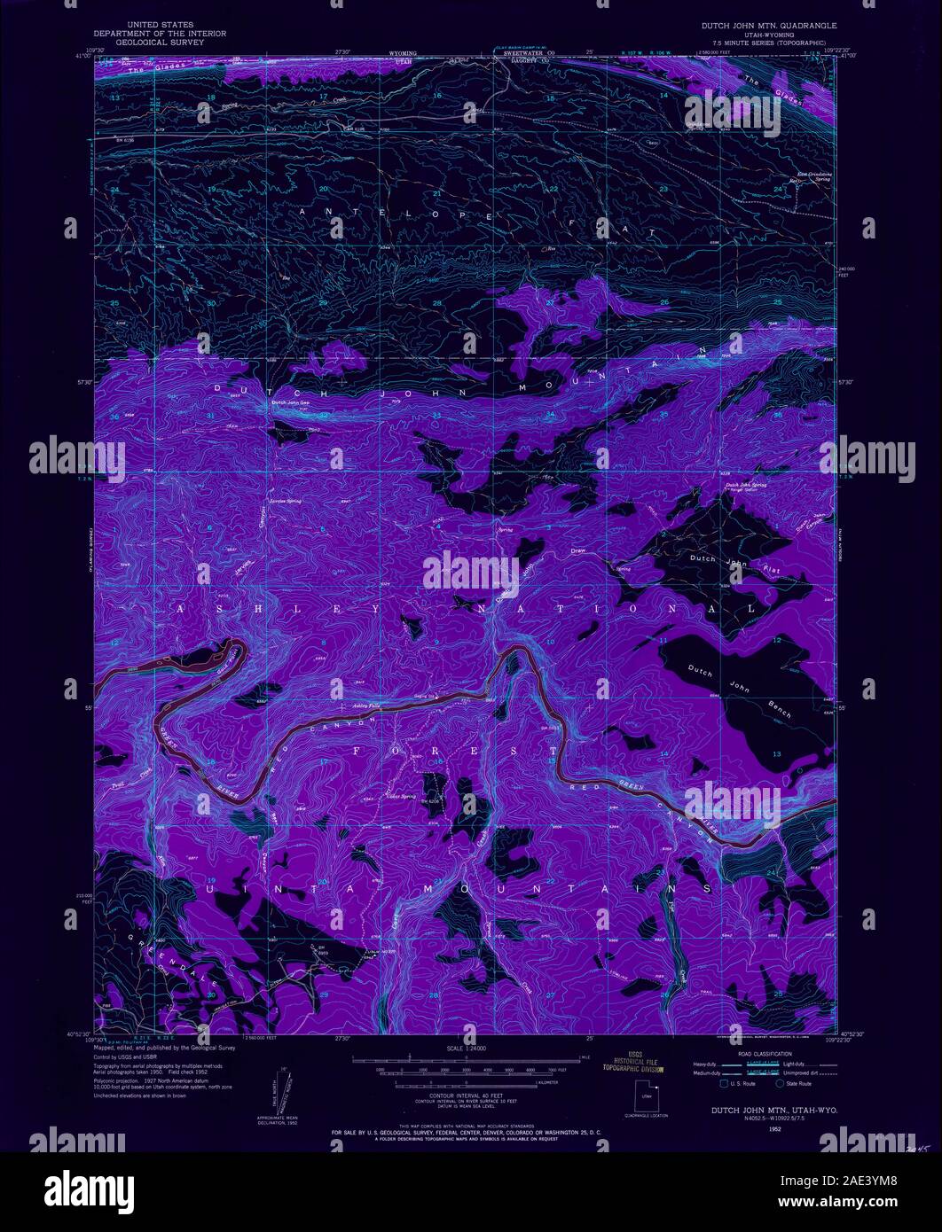 UT Dutch John Mtn 249032 1952 24000 Inverted Restoration Stock Photo ...