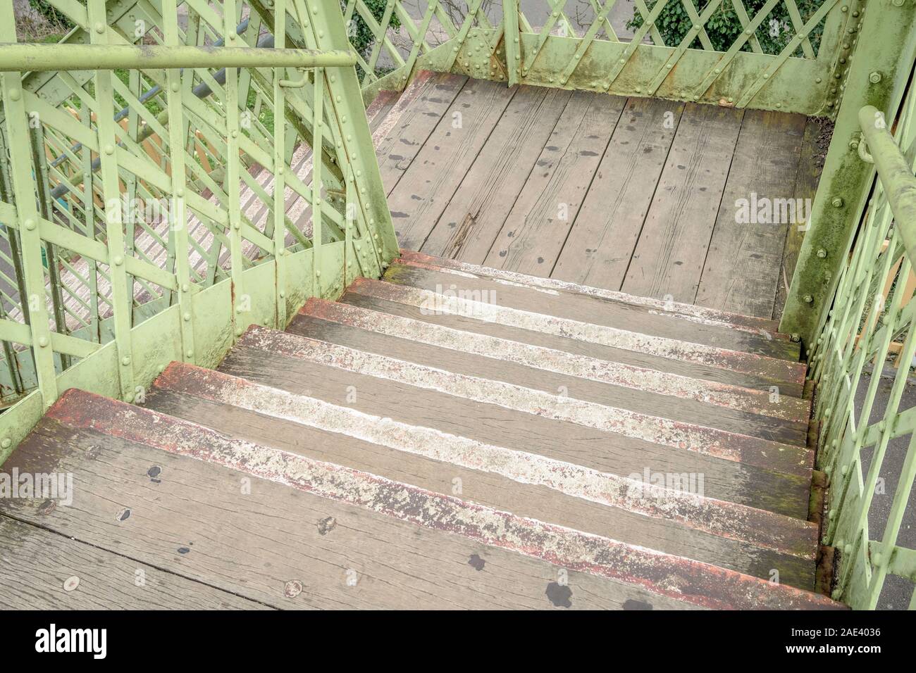 Railway station footbridge steps Stock Photo - Alamy