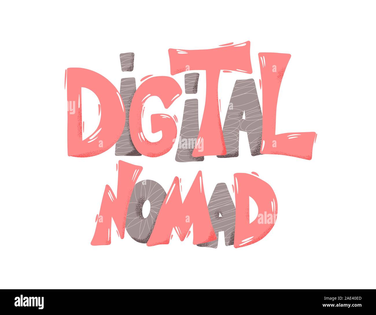 Digital nomad text emblem with decor. Feelance. Vector illustration ...
