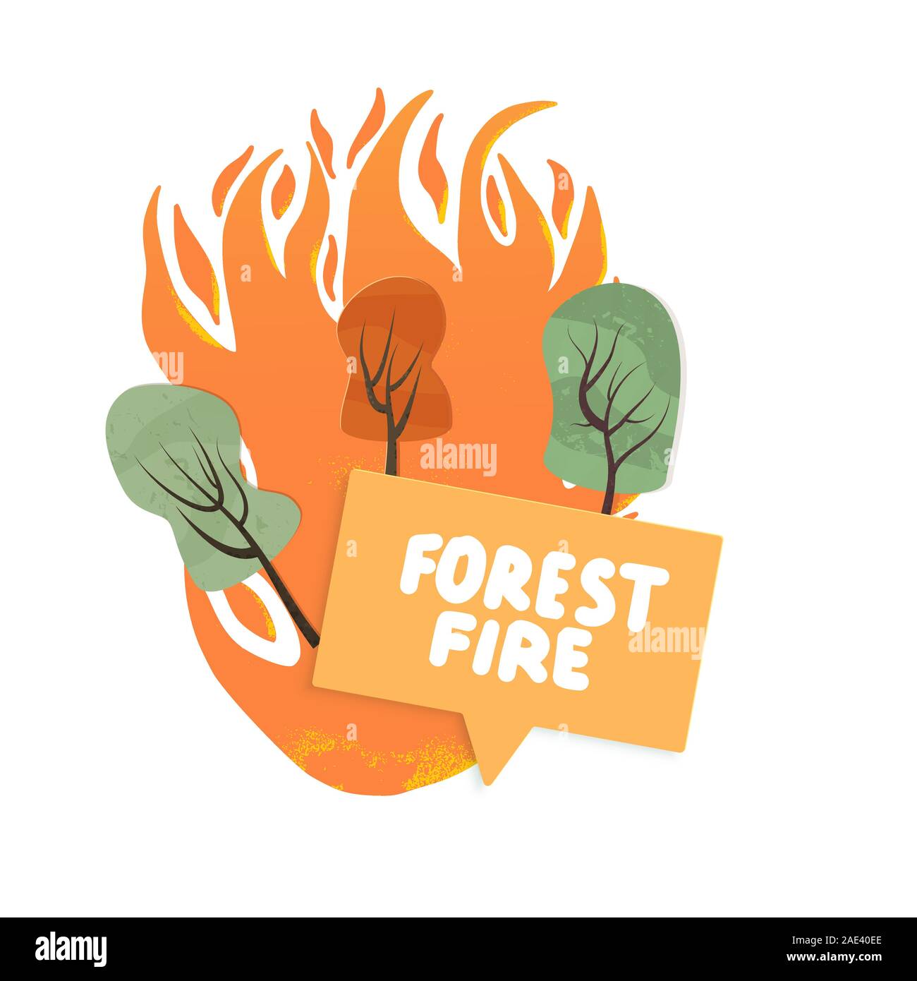 Forest fire concept. Wildfire sign isolated on white background. Vector ...