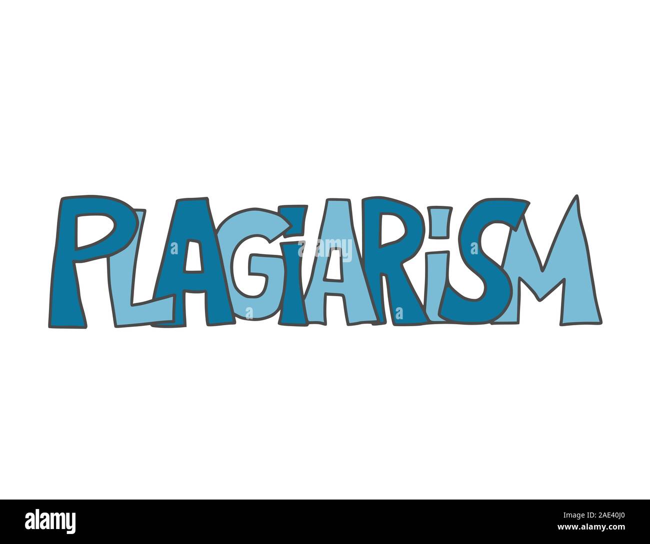 Plagiarism emblem. Hand drawn text isolated on white background. Vector ...