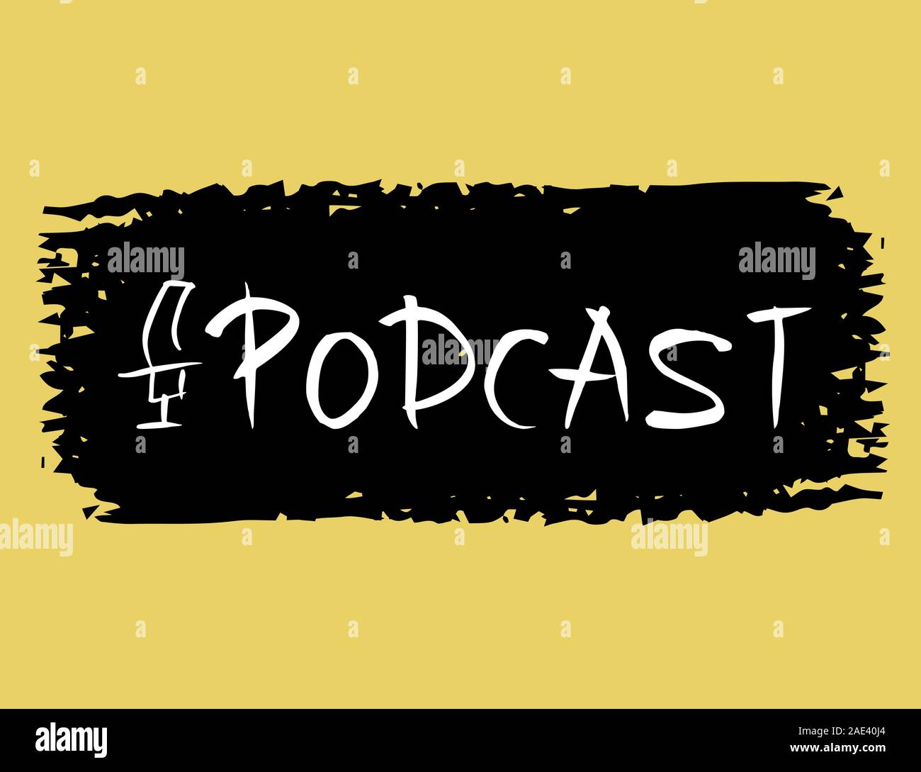 Podcast emblem. Text and logo. Studio microphone and lettering. Vector ...