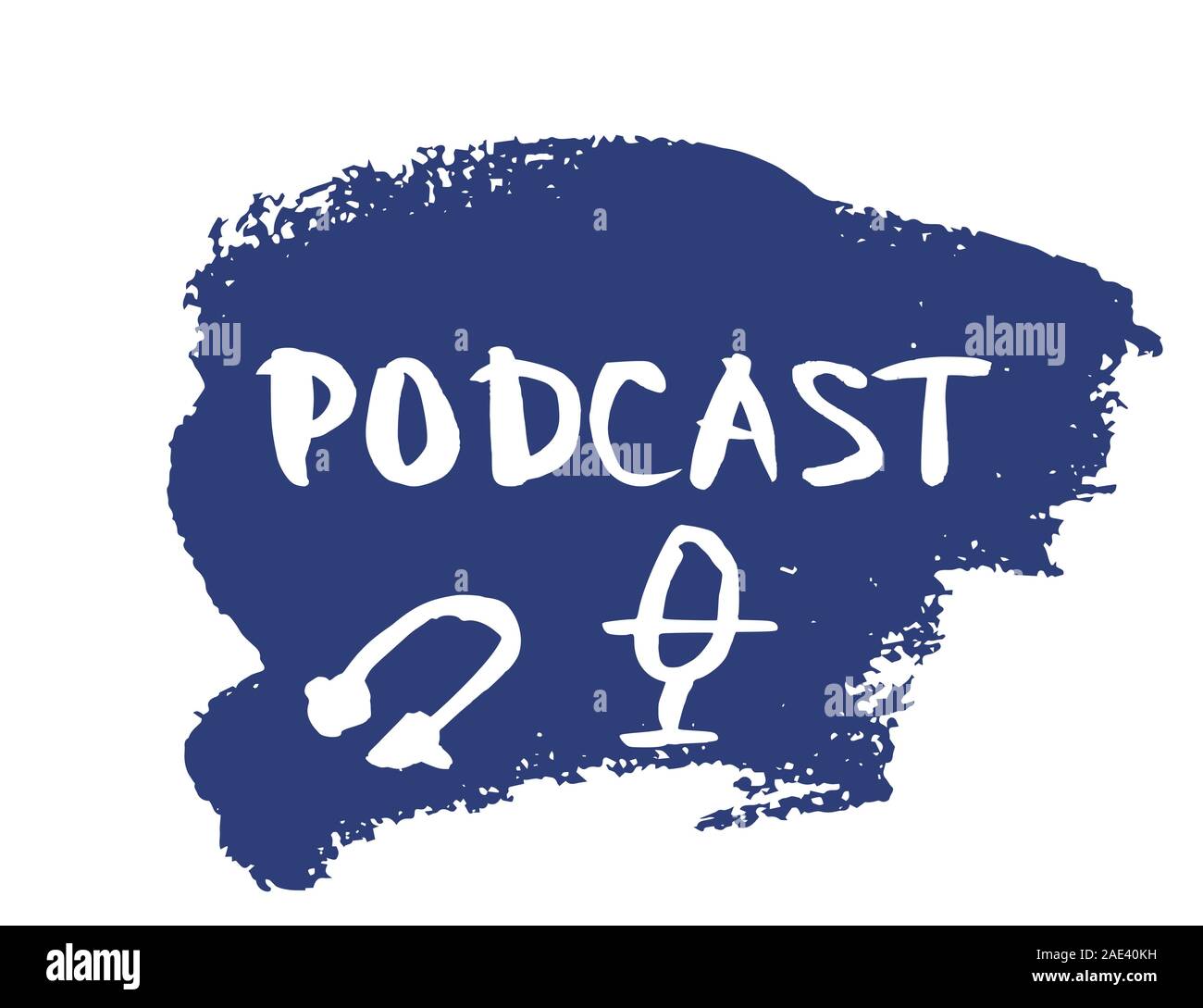 Podcast emblem. Text and logo. Studio microphone and lettering. Vector ...
