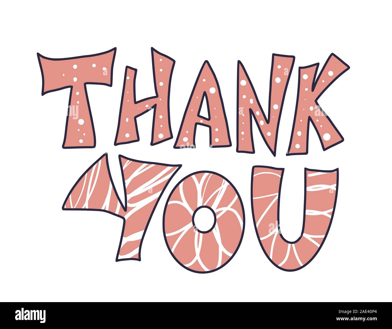 Thank you quote isolated on white background. Hand drawn phrase in ...